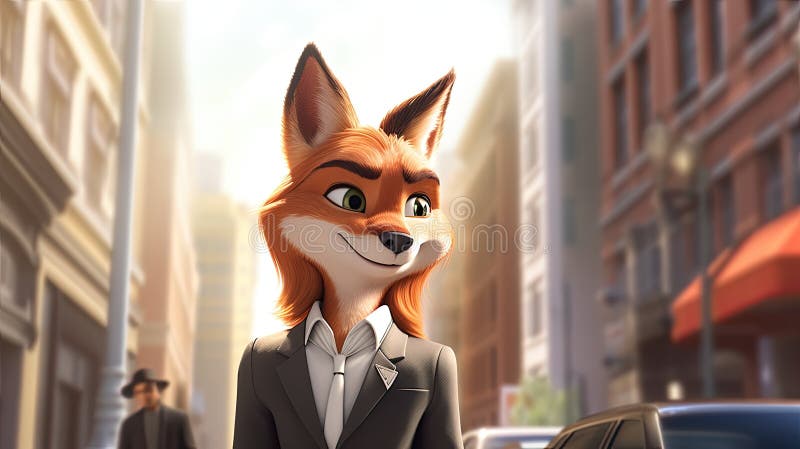 A Cartoon Character of a Fox in a Suit Stock Illustration ...