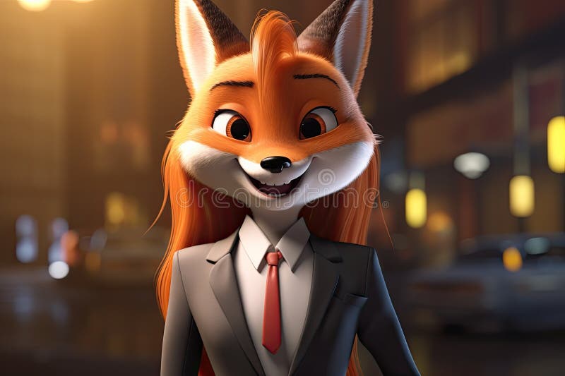 A Cartoon Character of a Fox in a Suit Stock Illustration ...