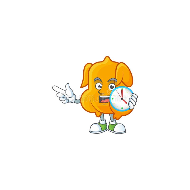Cartoon Character Fried Chicken with Mascot with Bring Clock Stock ...