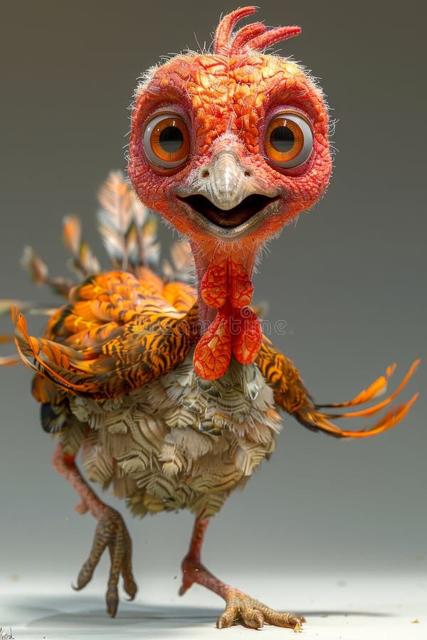 A Cartoon Character of a Funny Chicken. 3d Illustration Stock ...