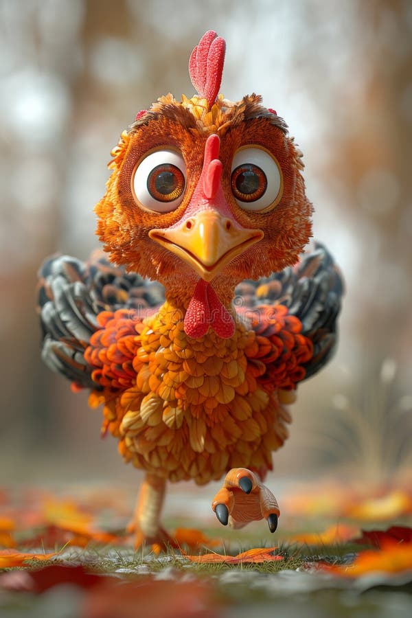 A Cartoon Character of a Funny Chicken. 3d Illustration Stock ...