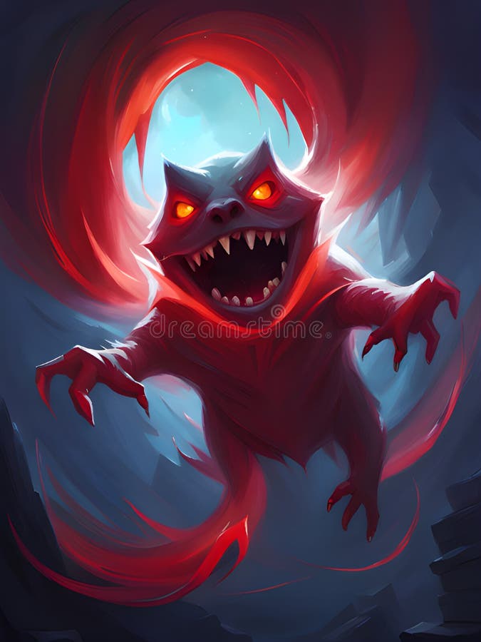 Cartoon Character of Ghost Monster with Sharp Teeth and Big Eyes, Ai ...