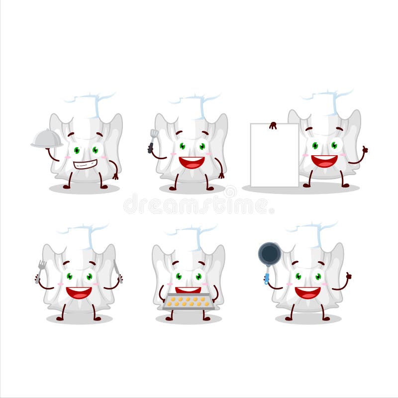Cartoon Character of Ghost White with Various Chef Emoticons Stock ...