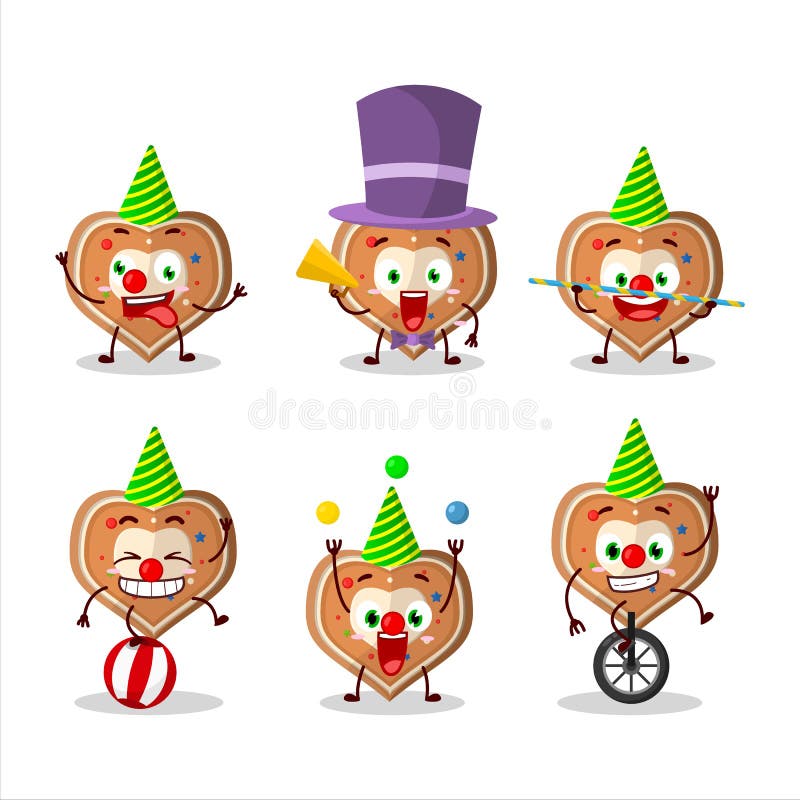 Cartoon Character of Gingerbread Heart with Various Circus Shows Stock ...