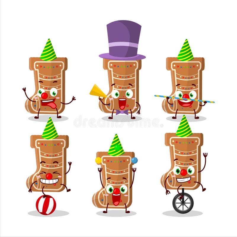 Cartoon Character of Gingerbread Socks with Various Circus Shows Stock ...