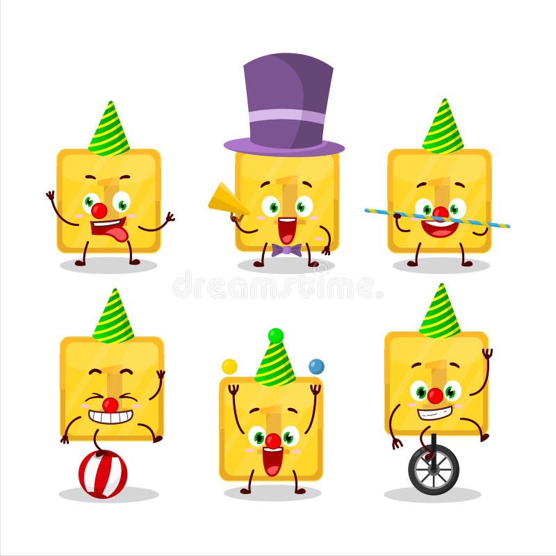 Cartoon Character of Gold First Button with Various Circus Shows Stock ...