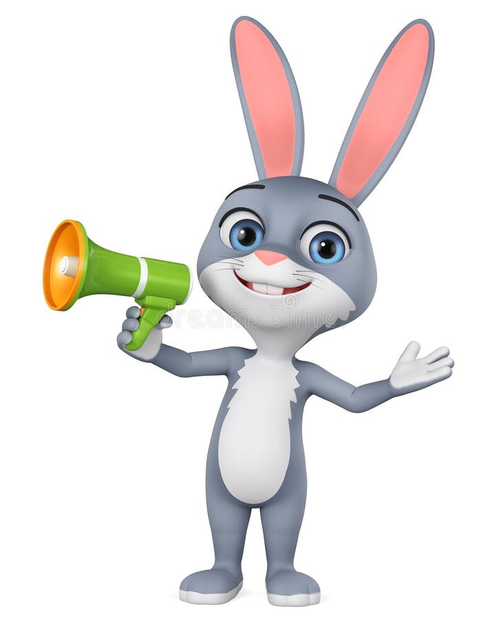 Rabbit Cartoon Character and Big Red Question Mark on White Background ...