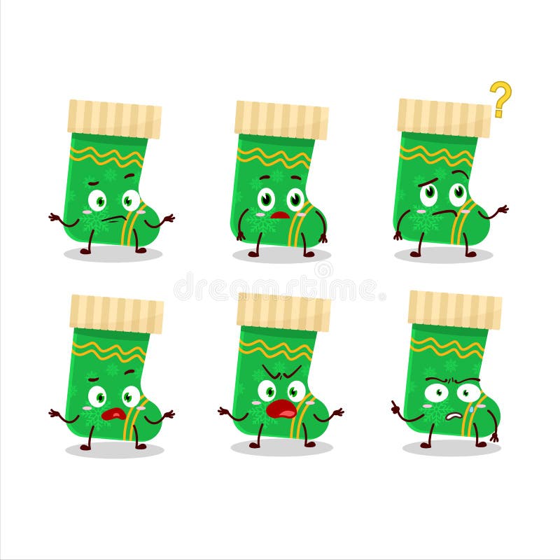 Cartoon Character of Green Christmas Socks with What Expression Stock ...