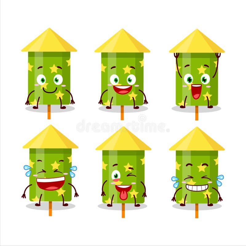 Cartoon Character of Green Firecracker with Smile Expression Stock ...