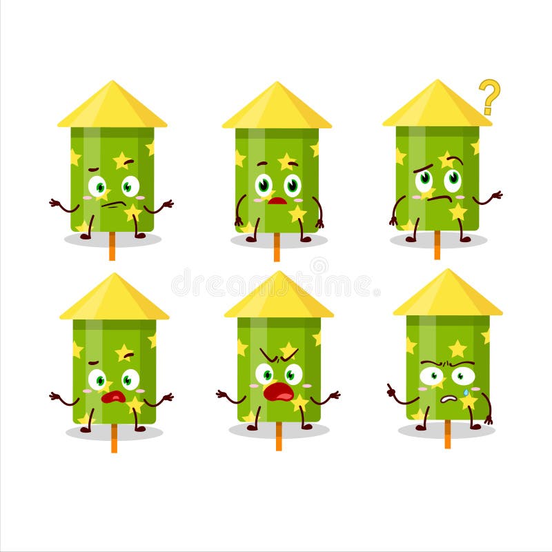 Green Firecracker Cartoon Character with Love Cute Emoticon Stock ...