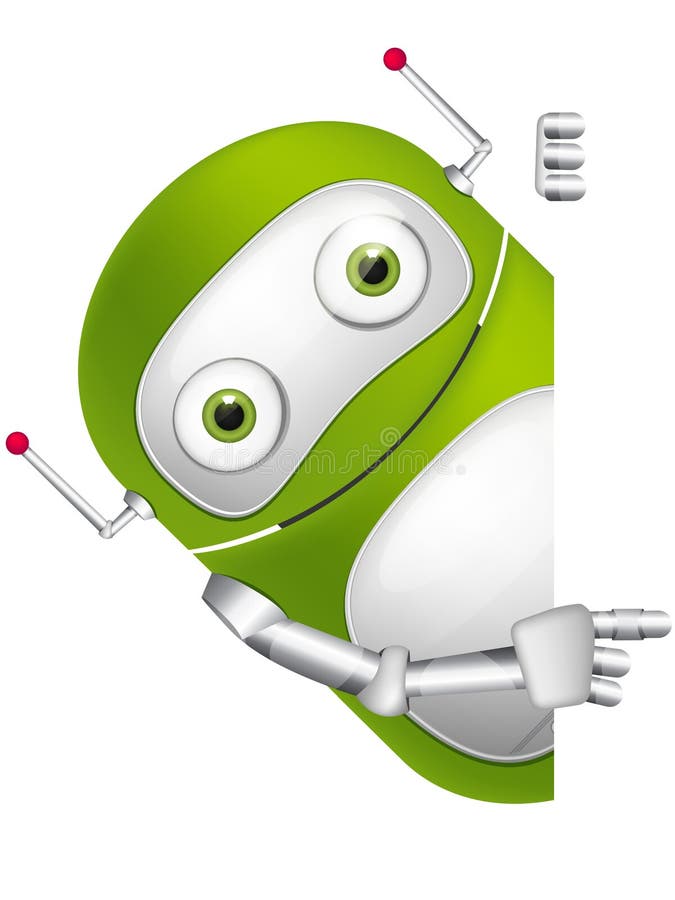 Cartoon Character Green Robot Stock Illustration - Illustration of ...