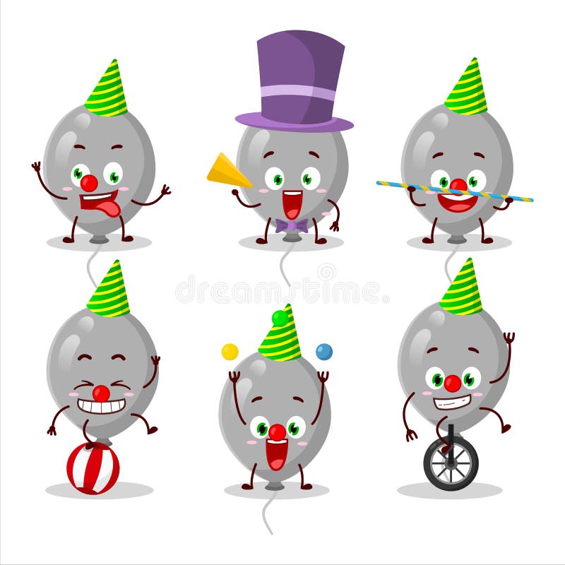 Cartoon Character of Grey Balloons with Various Circus Shows Stock ...