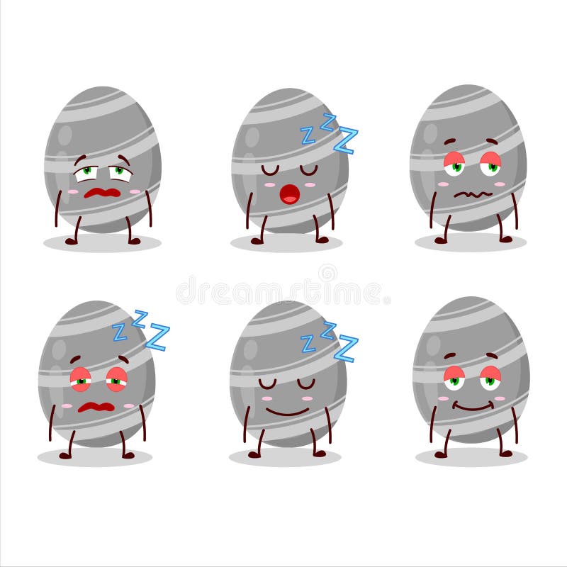 Cartoon Character of Grey Easter Egg with Sleepy Expression Stock ...