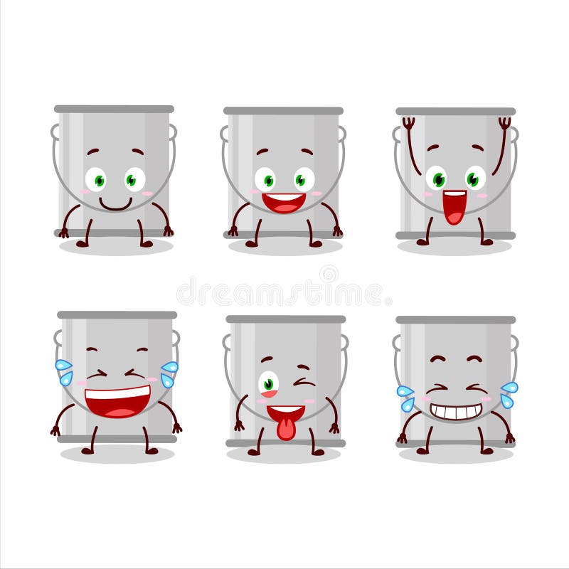 Cartoon Character of Grey Paint Bucket with Smile Expression Stock ...