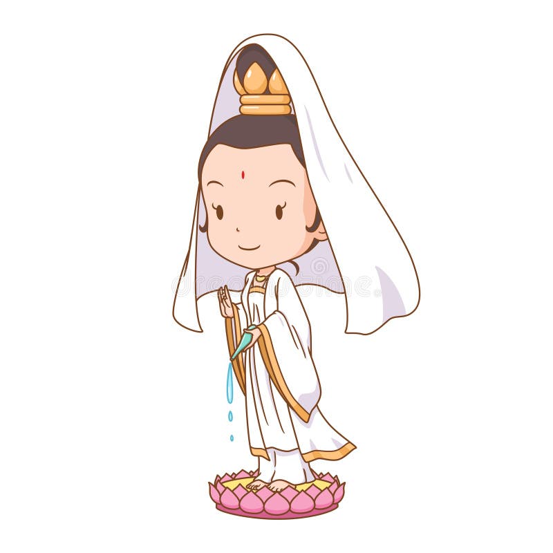 Cartoon Guanyin, Chinese Goddess of Mercy. Stock Illustration ... Cartoon Guanyin, Chinese Goddess of Mercy. Stock Illustration ...