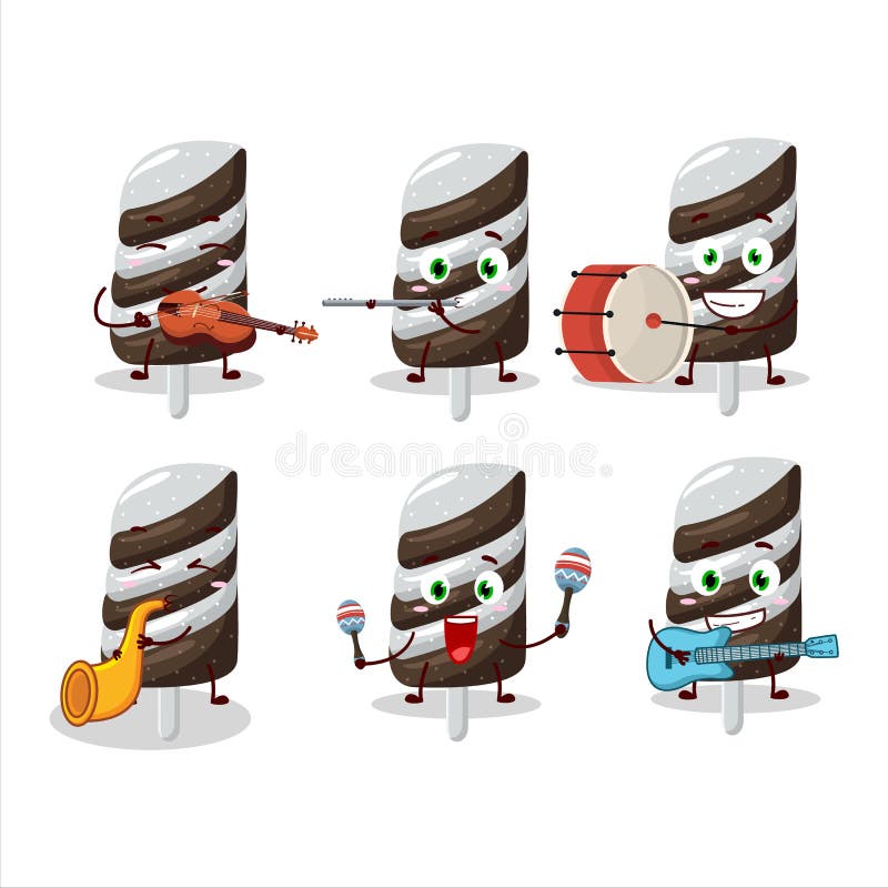 Cartoon Character Of Gummy Candy Chocolate Milk Playing Some Musical