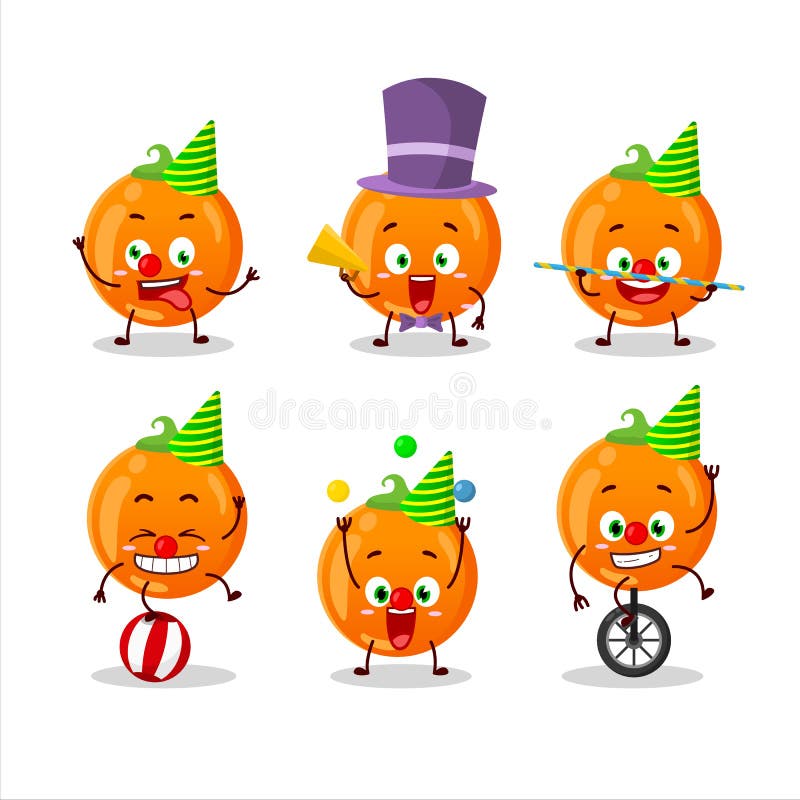 Cartoon Character of Halloween Orange Candy with Various Circus Shows ...