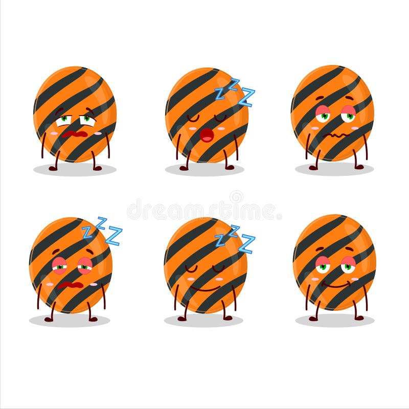 Halloween Stripes Candy Cartoon Character with Various Angry ...