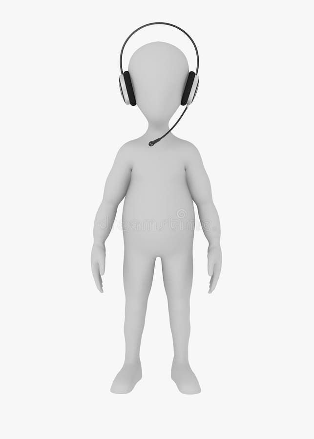 Cartoon Character with Headphones with Mic on Head Stock Illustration ...