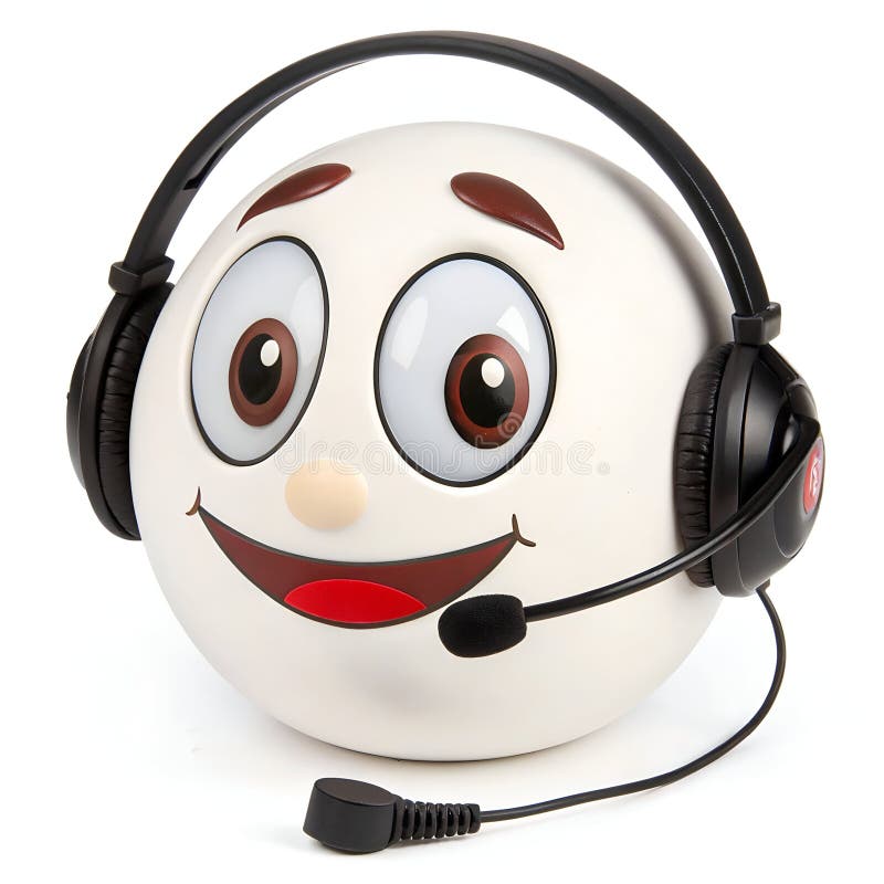Cartoon Character with Headset Isolated on White Background Stock ...