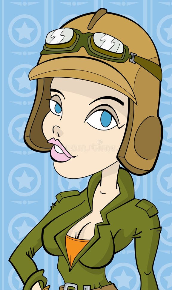Cartoon Character Helicopter Pilot Gal Stock Illustration ...