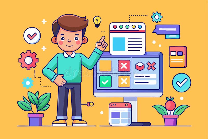 A Cartoon Character Highlights Key UI and UX Design Differences Near a ...