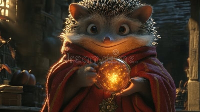 A Cartoon Character is Holding a Glowing Orb in a Red Robe Stock ...