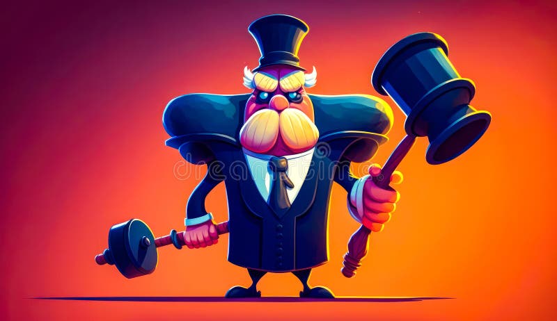 Cartoon Character Holding Hammer and Judge S Hat. Generative AI Stock ...