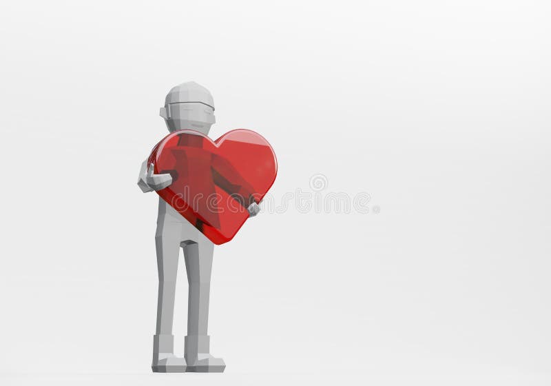 Cartoon Character Holding a Heart Stock Illustration - Illustration of ...