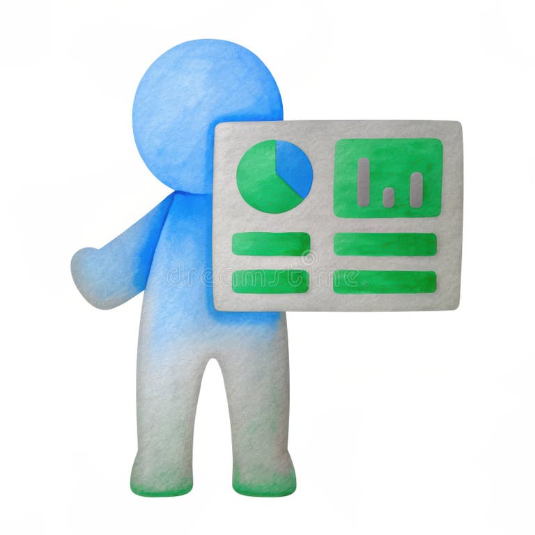 Cartoon Character Holding Infographic with Graph and Data Visualization ...