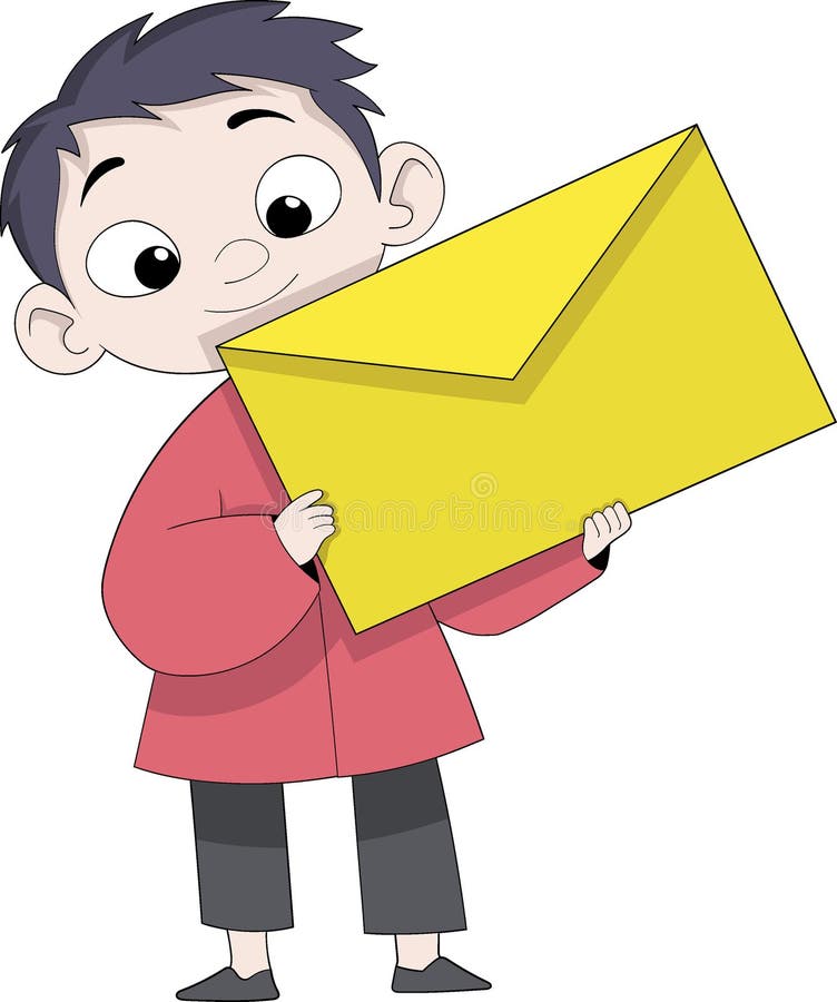 Cartoon Character Holding Large Yellow Envelope Representing Incoming ...