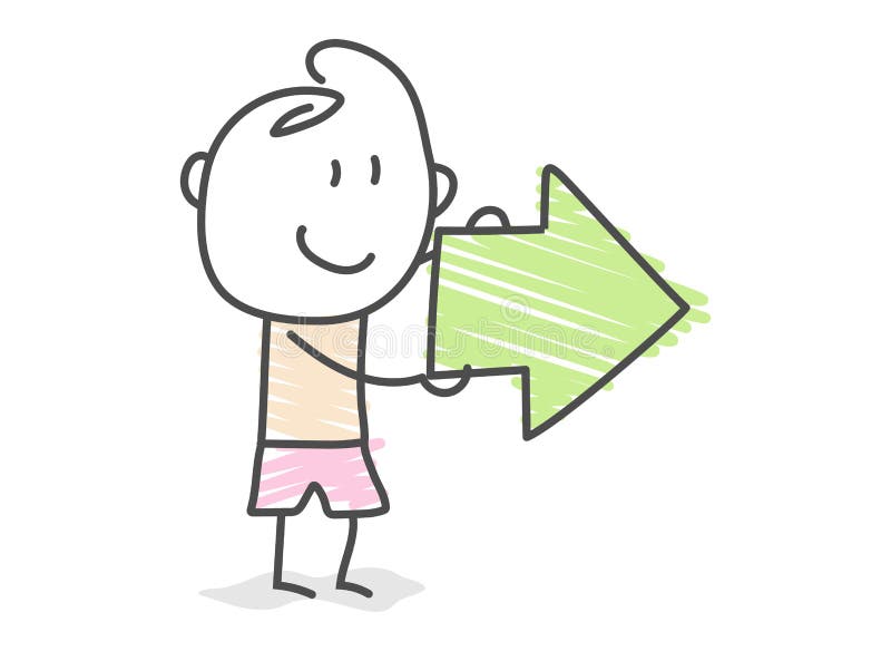 Cartoon Character Holds the Arrow To the Right. an Illustration for ...