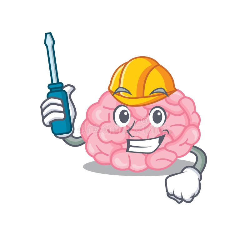 Cartoon Character of Human Brain Worked As an Automotive Stock Vector ...