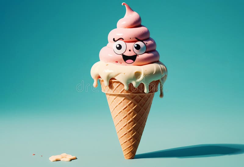 Cartoon Character Ice Cream in Cone Stock Illustration - Illustration ...