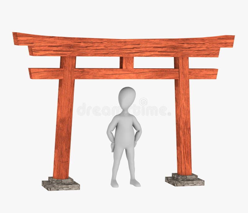Cartoon Character with Japan Gate Stock Illustration - Illustration of ...