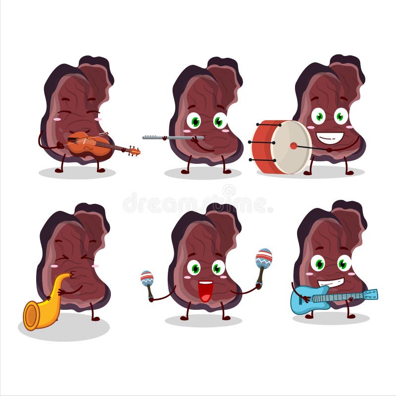 Cartoon Character of Jelly Ear Playing Some Musical Instruments Stock ...