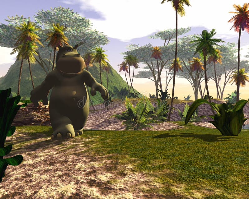 Cartoon Character in Jungle Stock Illustration - Illustration of ...