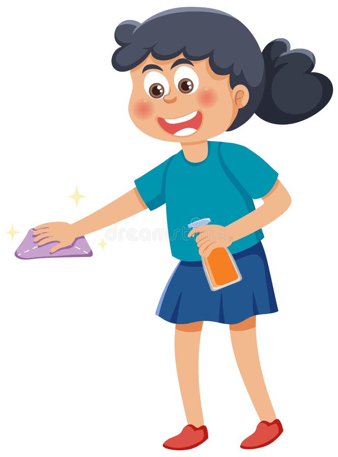 Cartoon Character of Kid Cleaning Stock Vector - Illustration of ...