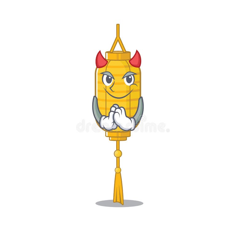 Cartoon Character of Lamp Hanging on a Devil Gesture Design Stock ...