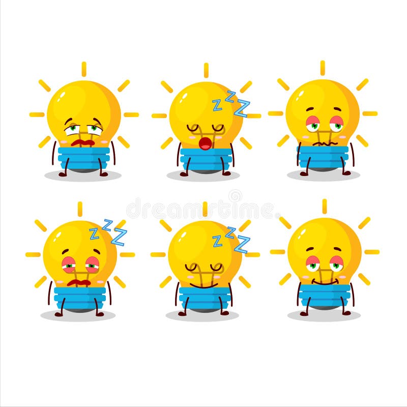 Cartoon Character of Lamp Ideas with Sleepy Expression Stock Vector ...
