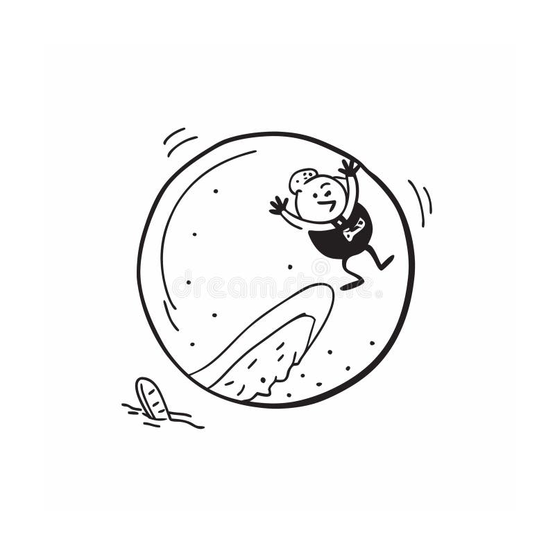Cartoon Character Leaping on Moon Surface Line Drawing Stock Image ...