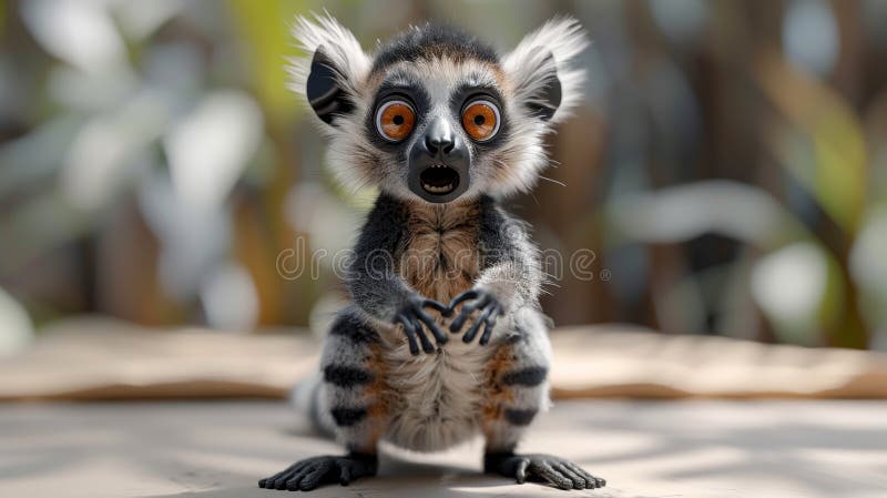 A Cartoon Character of a Lemur. 3d Illustration Stock Illustration ...