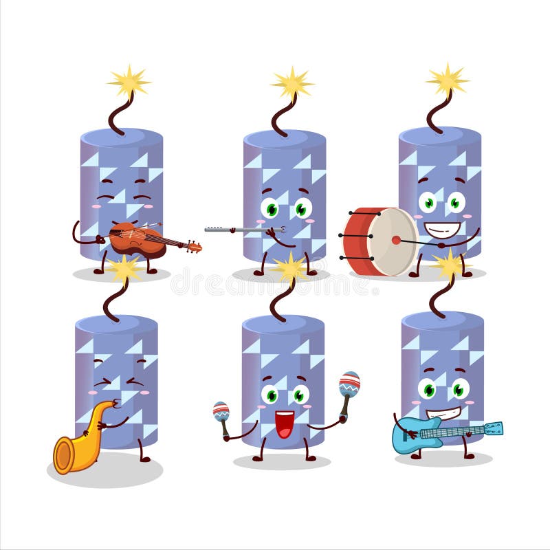 Cartoon Character of Light Blue Firecracker Playing Some Musical ...