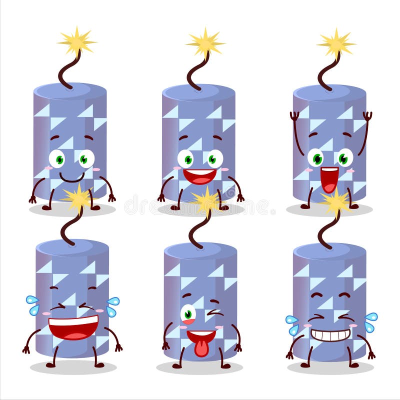 Cartoon Character of Light Blue Firecracker with Smile Expression Stock ...