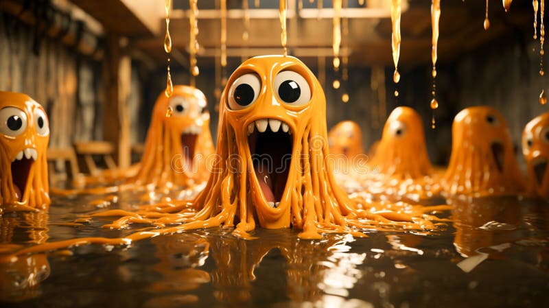 A Cartoon Character with Lots of Liquid Dripping Down Stock ...