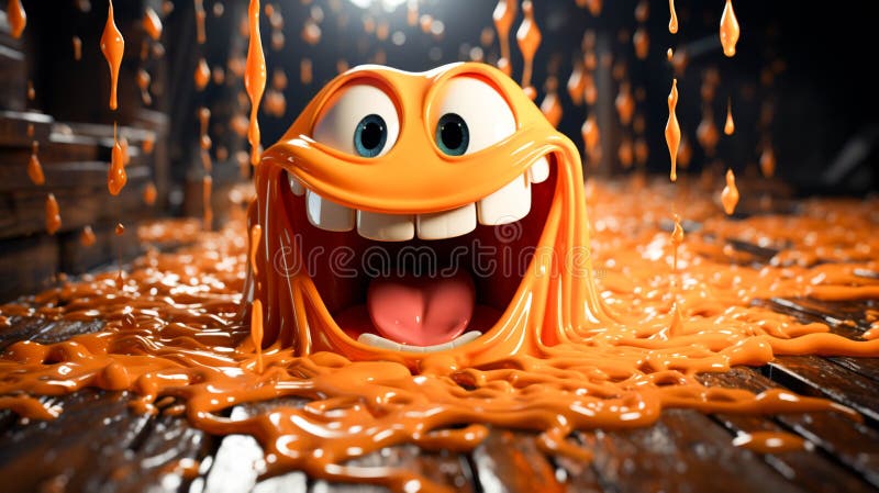A Cartoon Character with Lots of Liquid Dripping Down Stock ...