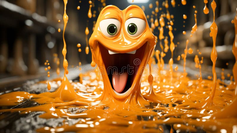 A Cartoon Character with Lots of Liquid Dripping Down Stock ...
