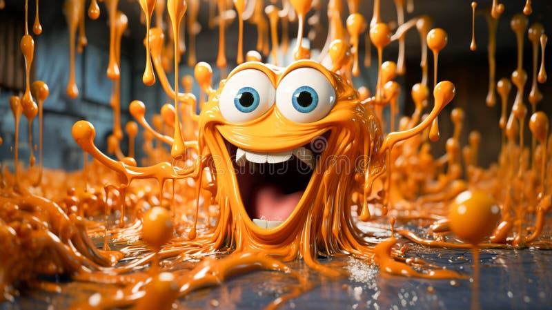 A Cartoon Character with Lots of Liquid Dripping Down Stock ...