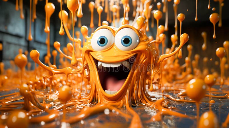A Cartoon Character with Lots of Liquid Dripping Down Stock ...
