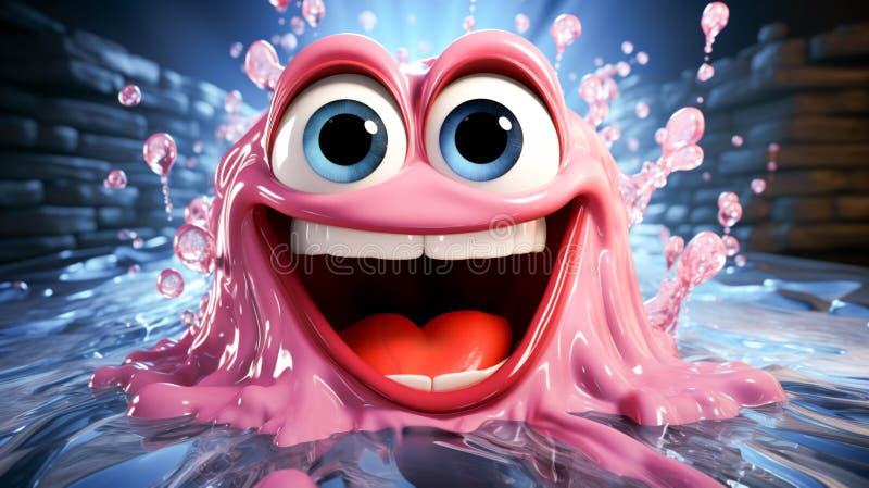 A Cartoon Character with Lots of Liquid Dripping Down Stock ...